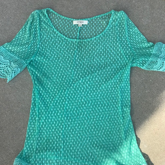 Umgee | Tops | Umgee Womens Turquoise Lace Top Size Medium | Poshmark